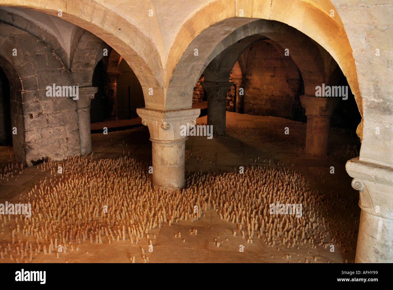 ART INSTALLATION IN THE CRYPT OF GLOUCESTER CATHEDRAL TITLED THE WORDS ...