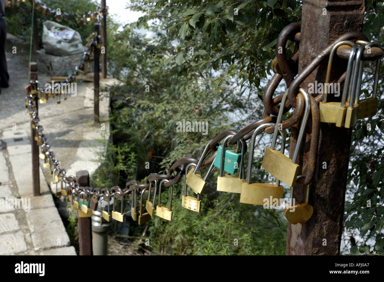 Padlocks left by pilgrims on Mount Hua, one of China's five Sacred ...