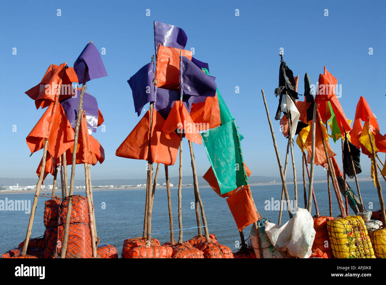 Fishing marker buouys buoys port of Essaouira Morocco North Africa ...