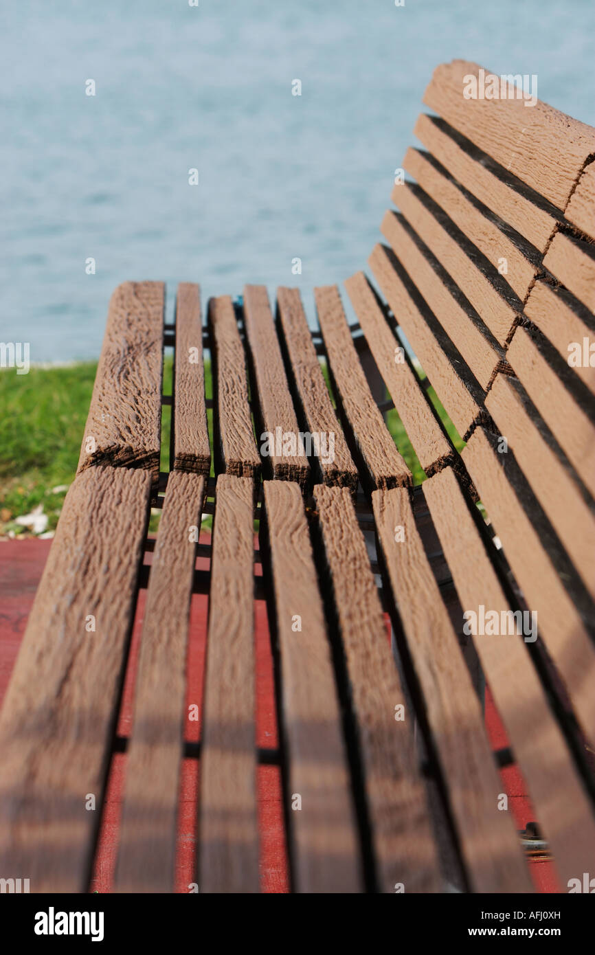 Benches in park near ocean Stock Photo - Alamy
