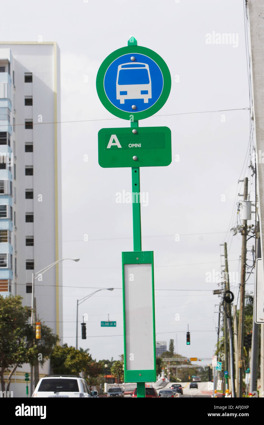 Bus sign in Miami Stock Photo - Alamy