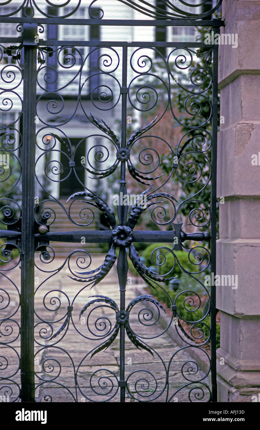 SOUTH CAROLINA CHARLESTON Wrought iron gates at historical Charleston ...