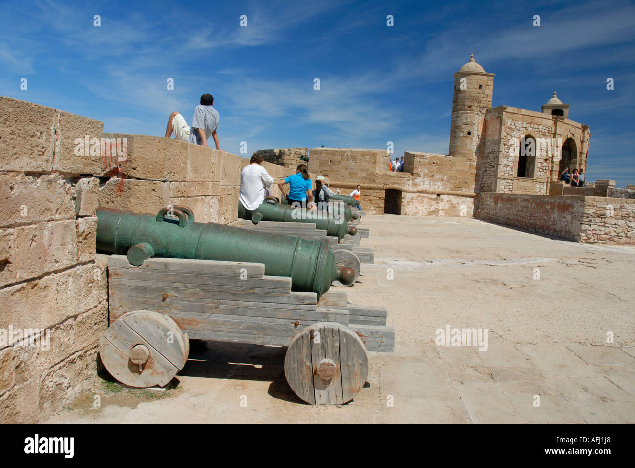 View of cannons and old ramparts Skala de la Ville Essaouira Atlantic ...