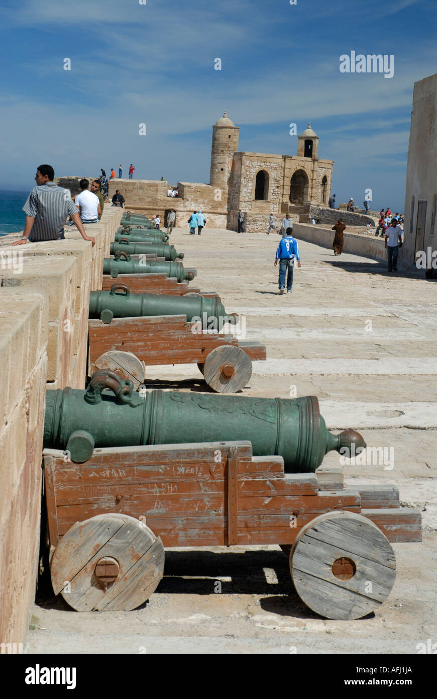 View of cannons and old ramparts Skala de la Ville Essaouira Atlantic ...