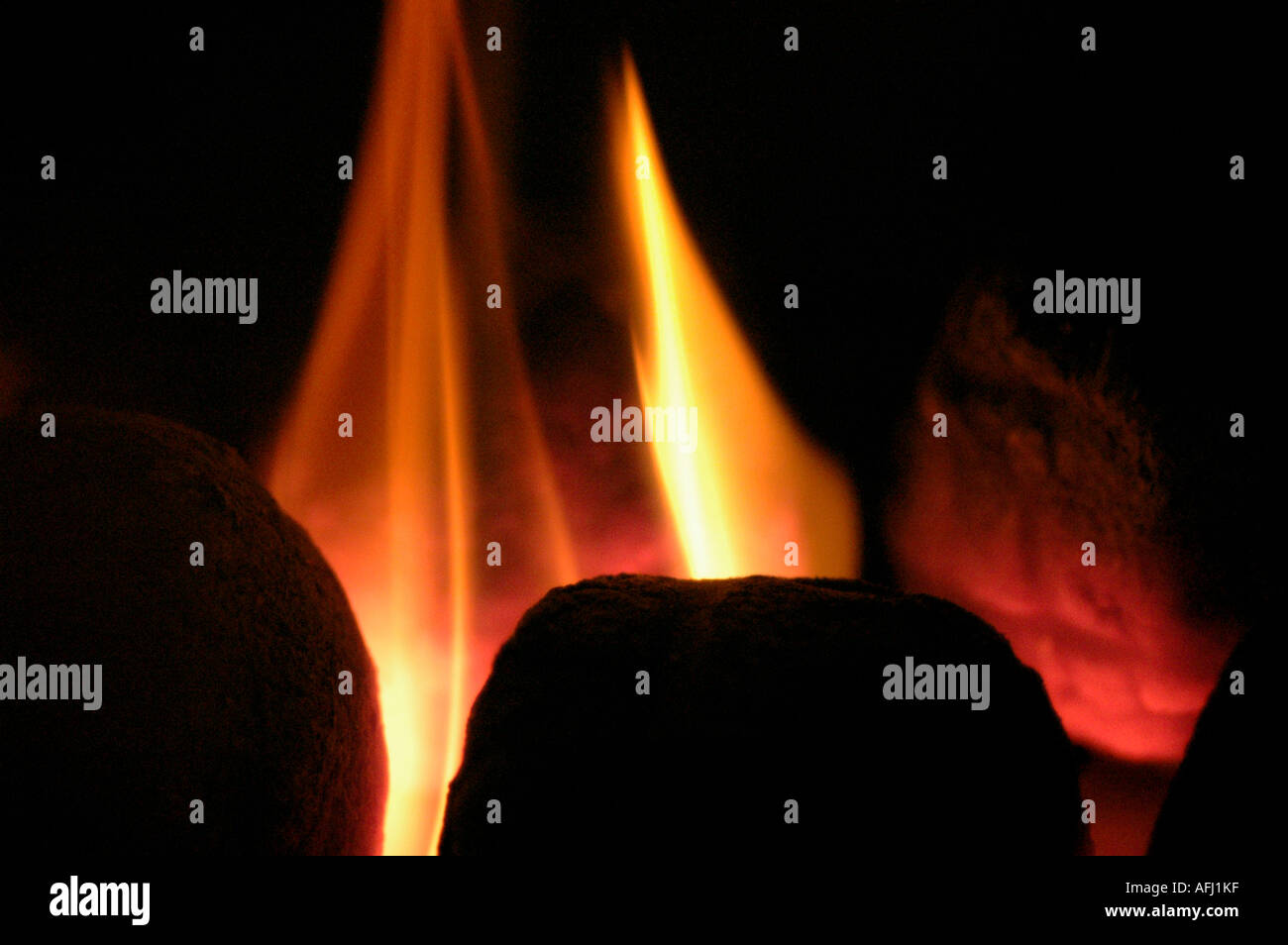 Flames from coal fire Stock Photo - Alamy