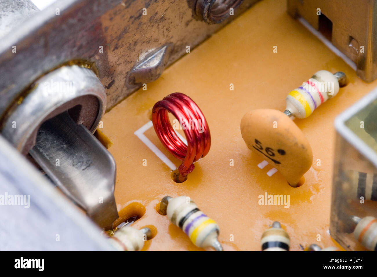 RF coil circuit board of video UHF modulator Stock Photo - Alamy