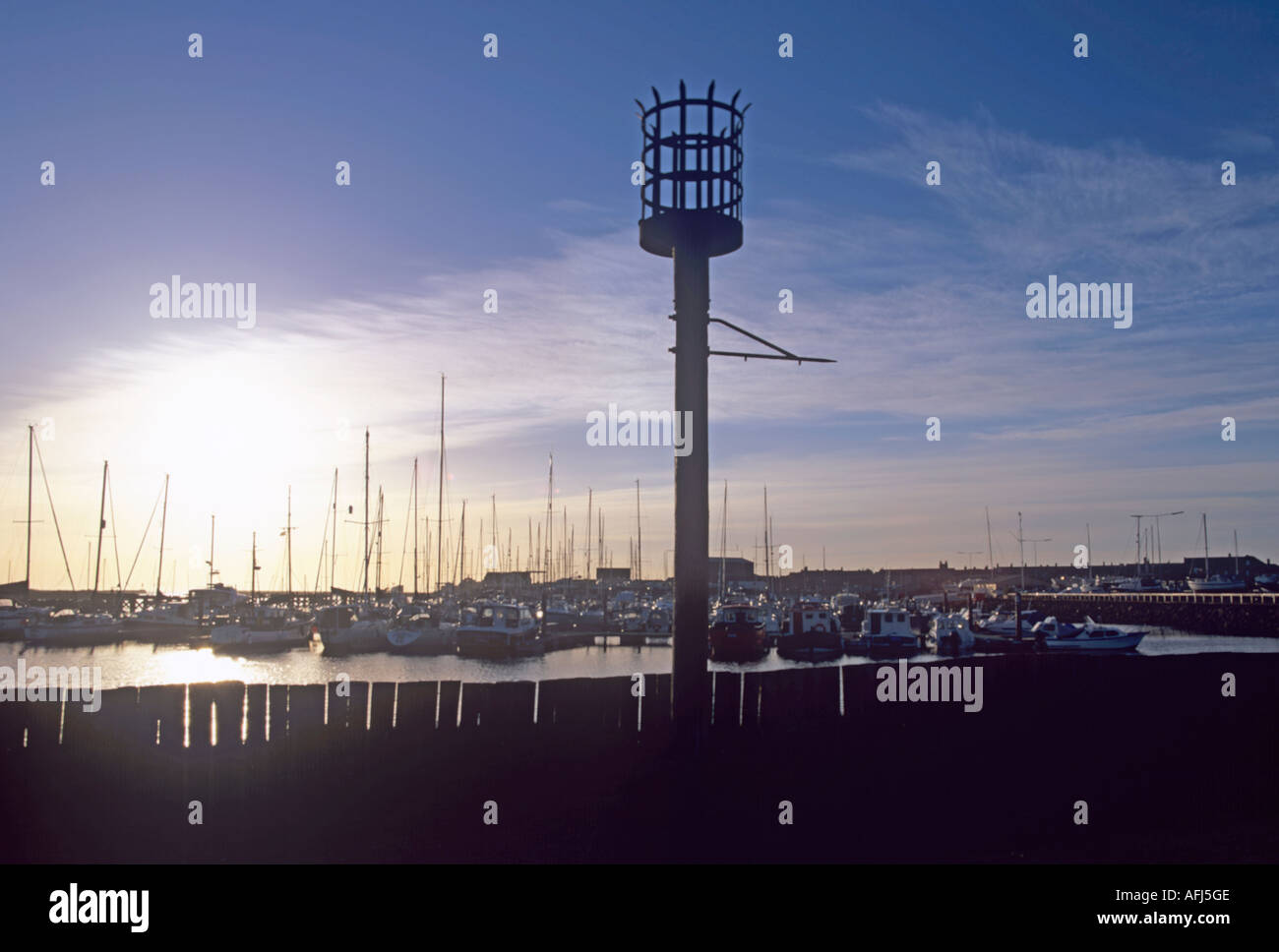 Amble Marina and Harbour, Northumberland England UK. Showing signal ...