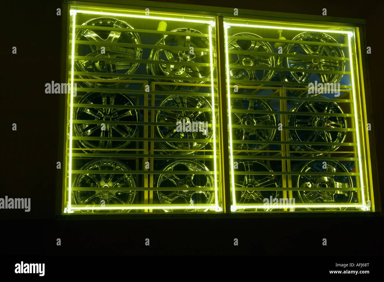 Car rims in shop window Stock Photo - Alamy