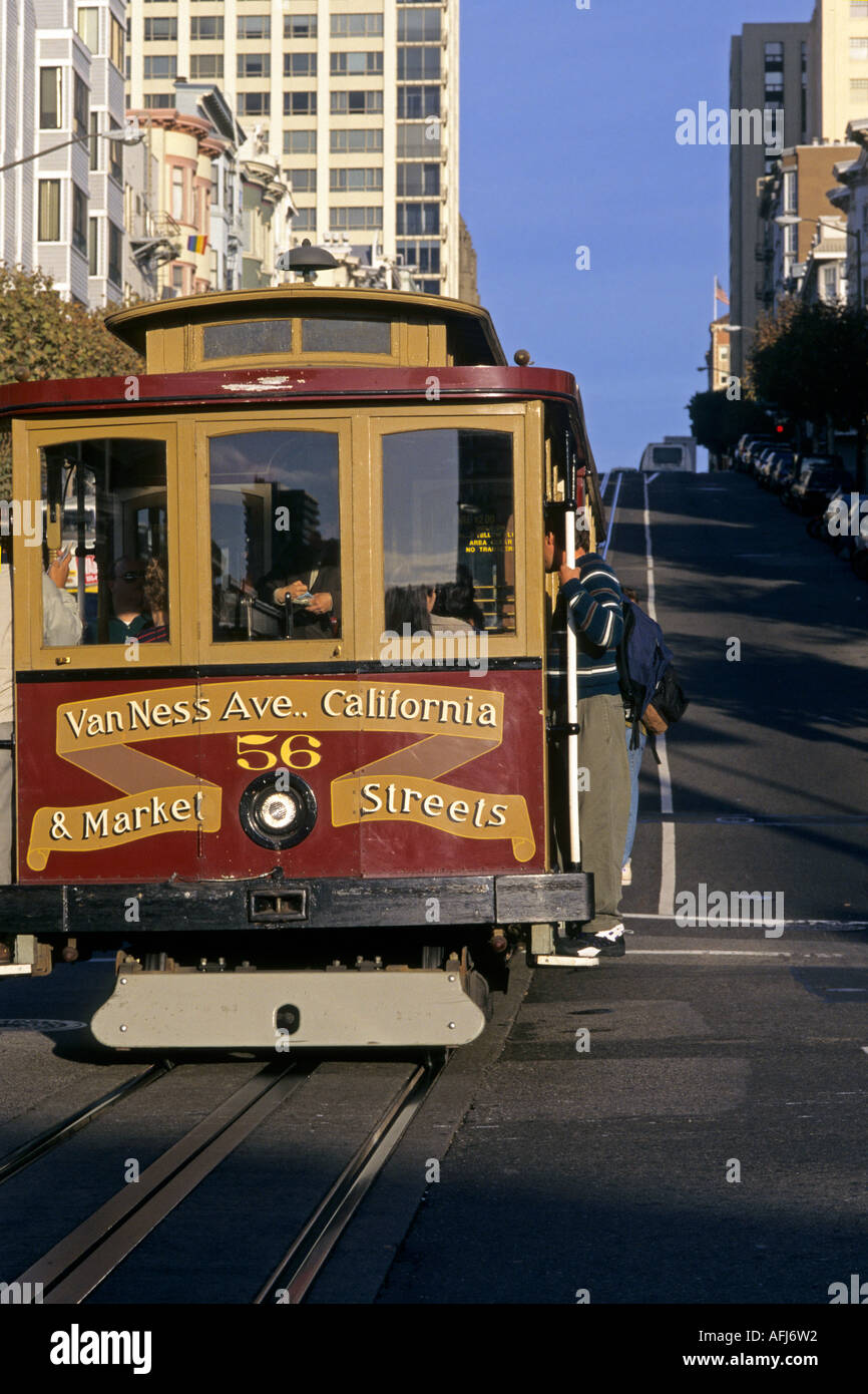 Cable car and passengers San Fransisco California America Stock Photo ...
