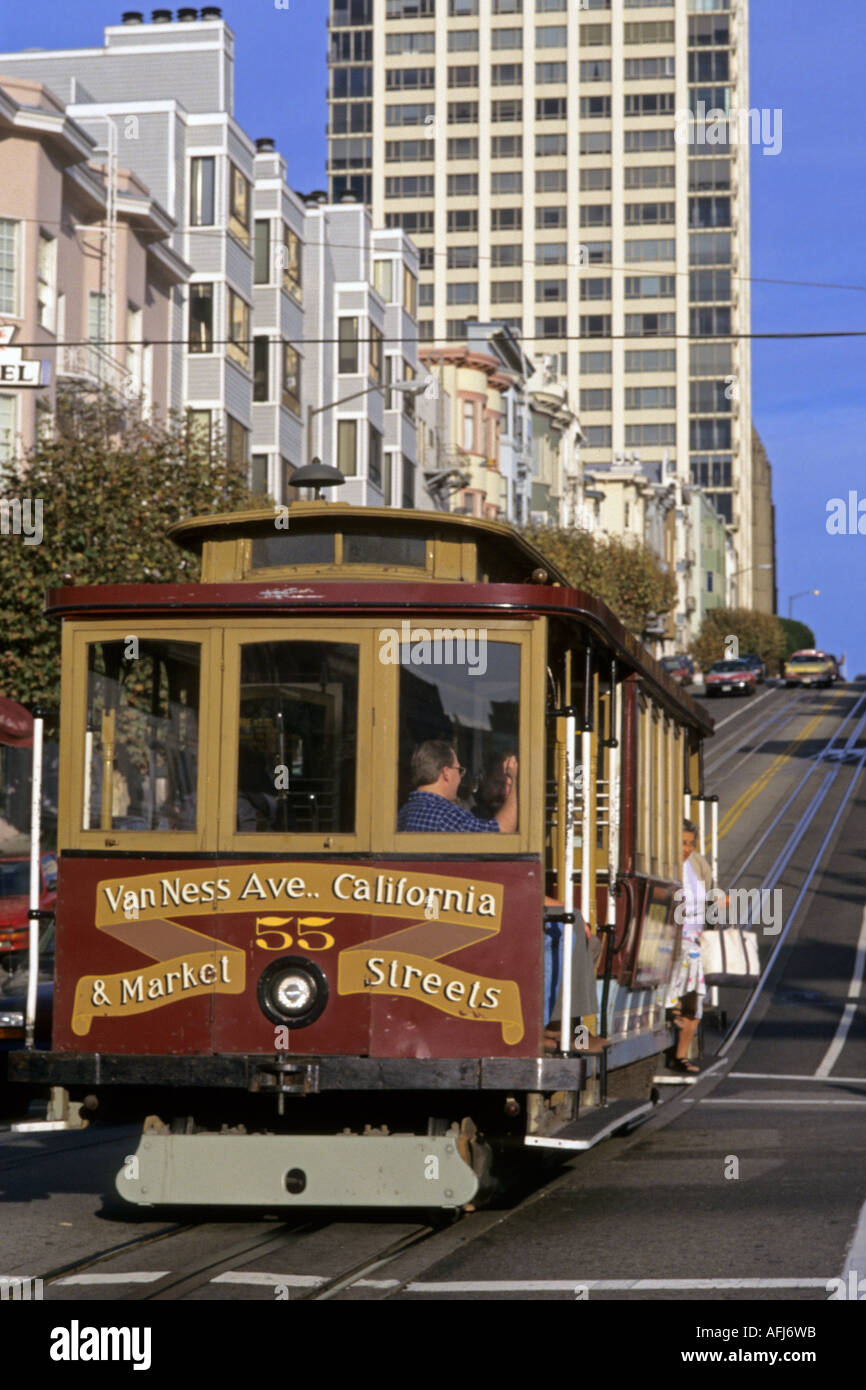 Cable car and passengers San Fransisco California America Stock Photo ...