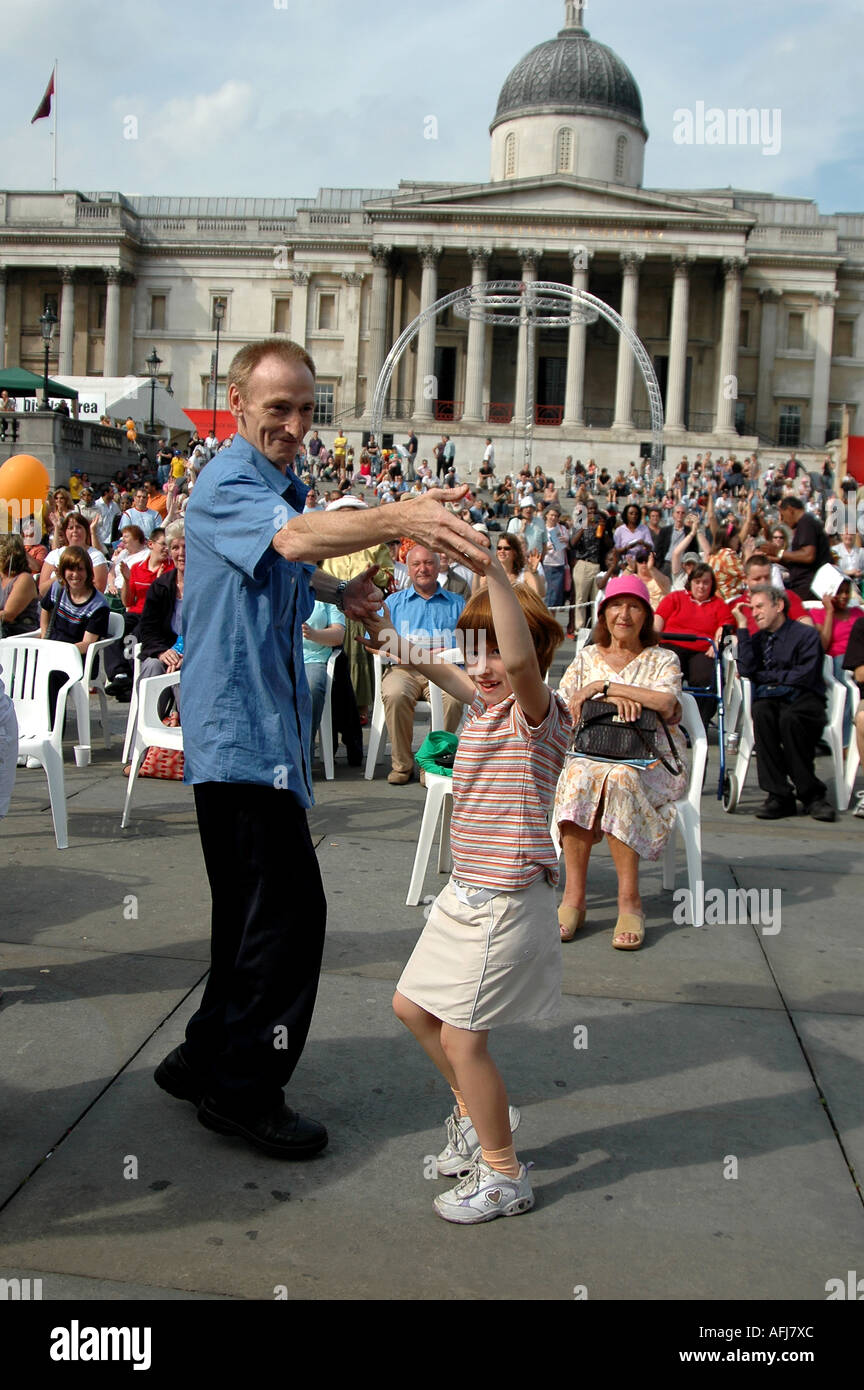 Disabled man dancing at the liberty Festival, Trafalgar Square, London ...