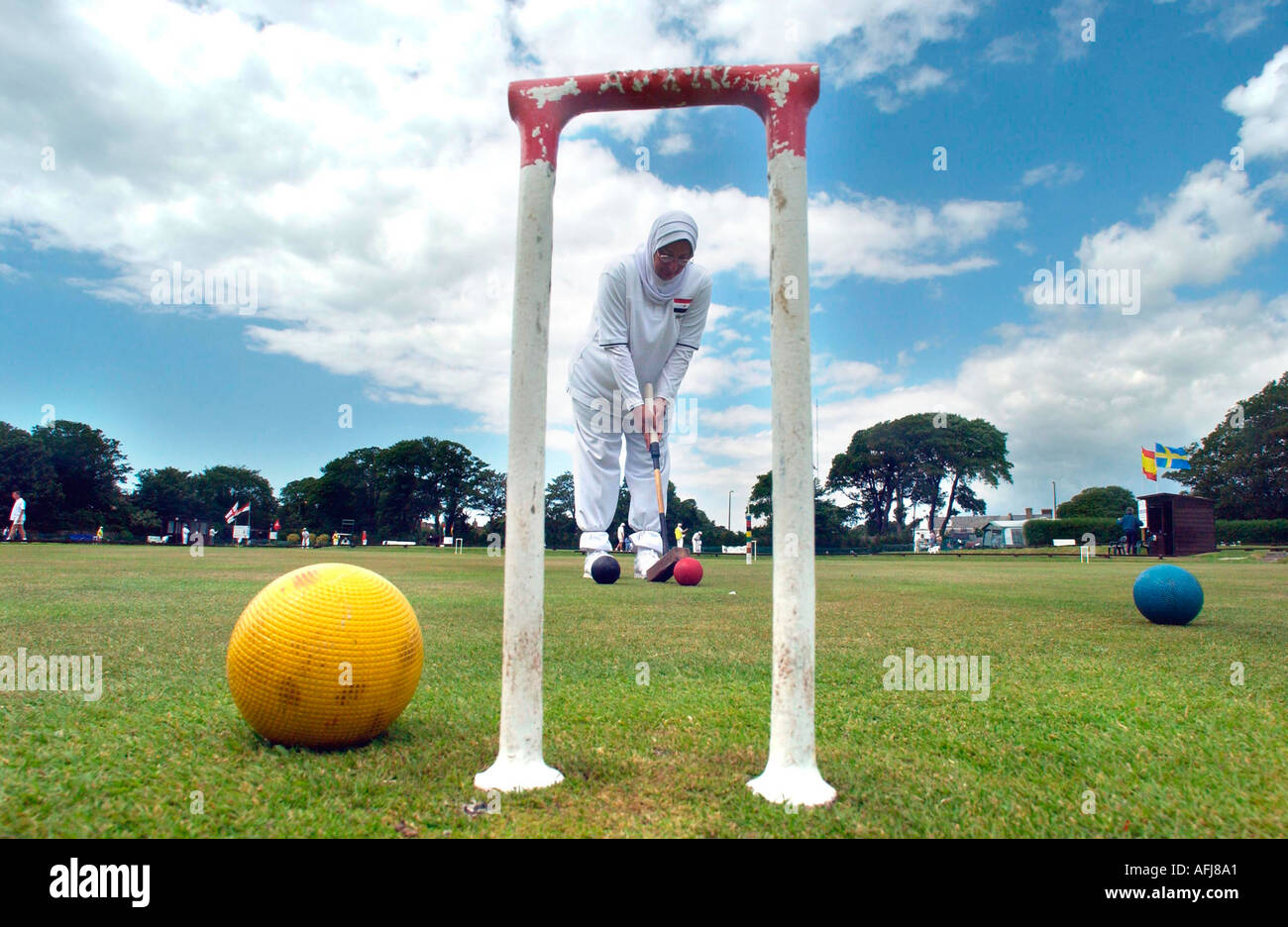 egyption lady croquet champion in sussex Stock Photo - Alamy