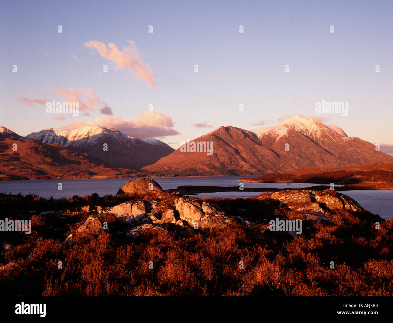 UK Scotland Wester Ross Torridon Upper Loch Torridon and mountains of ...
