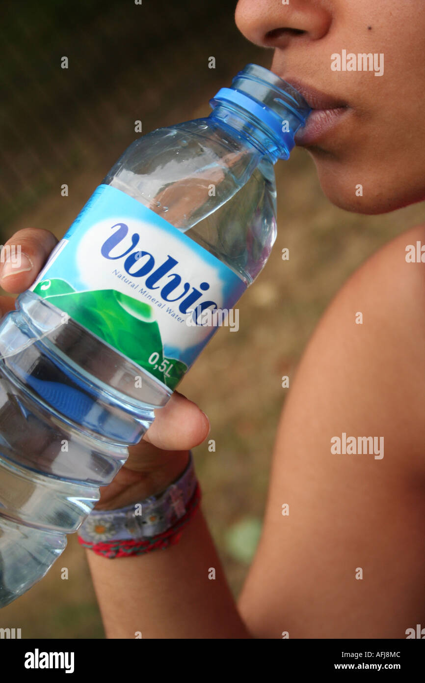 Women Drinking Volvic Stock Photo - Alamy