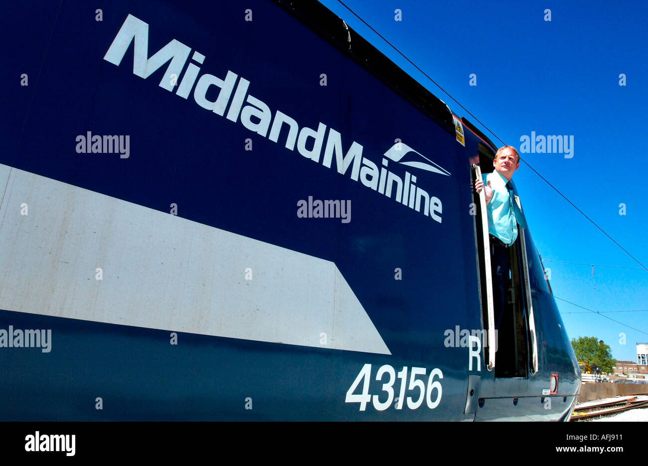 An engine driver waiting for the green light with a Midland Mainline ...