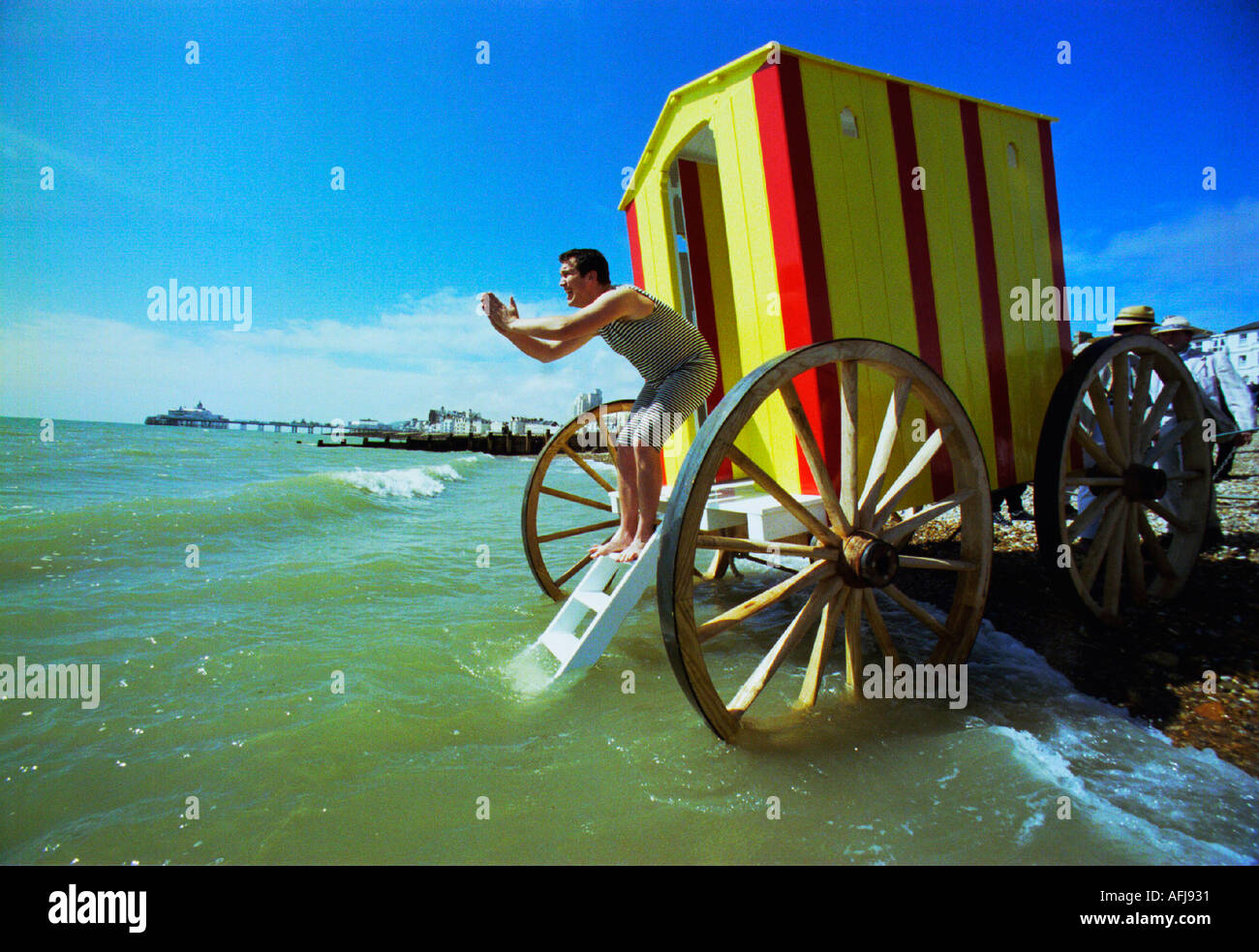 Diving into the past in an old bathing machine on Eastbourne seafront ...