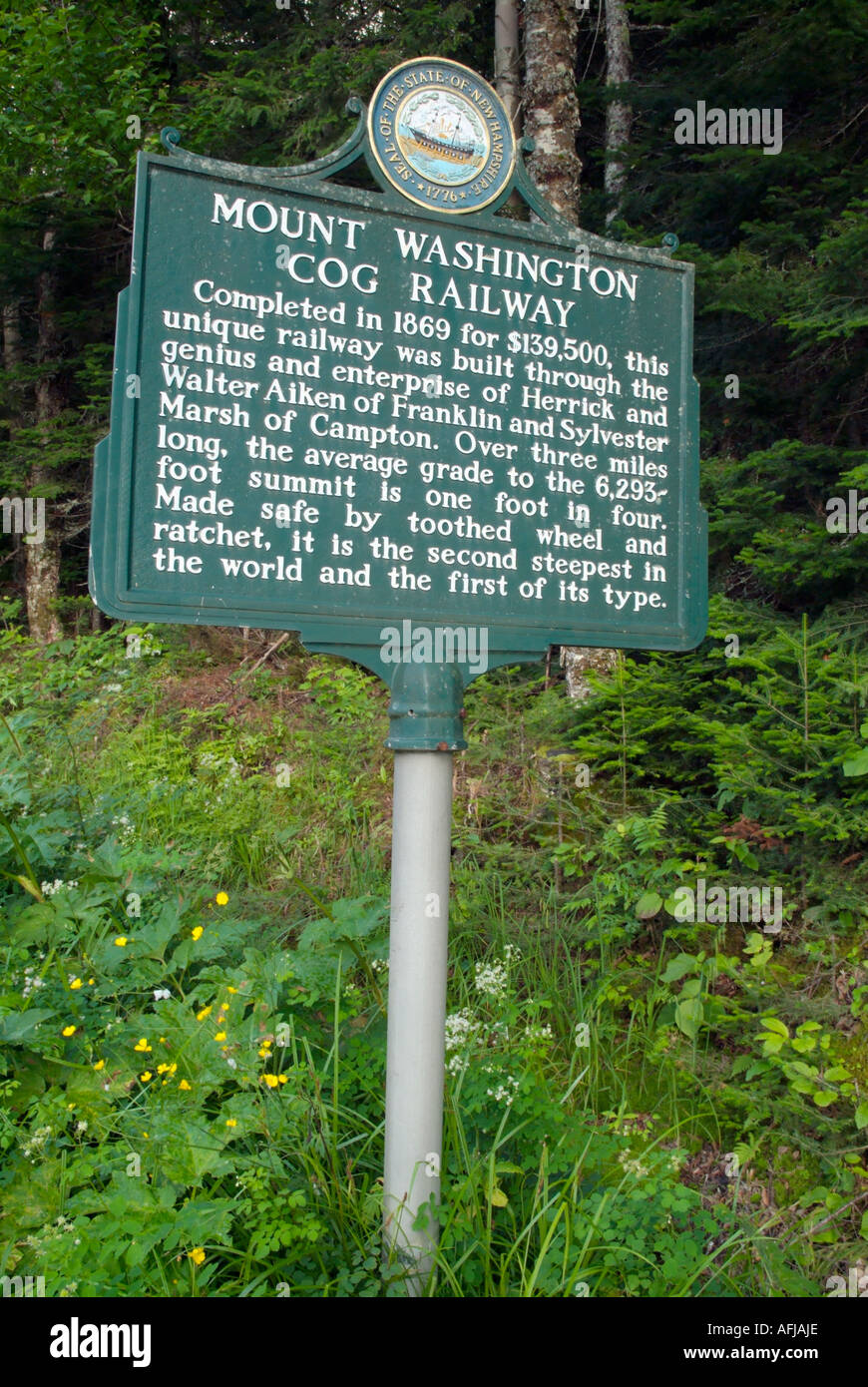 Mount Washington Cog Railway Sign located in the White Mountain ...
