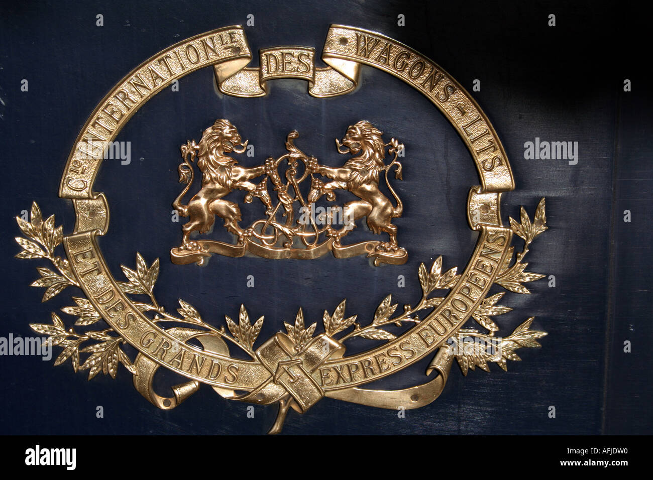 Orient Express Plate and Logo on the Train Stock Photo - Alamy