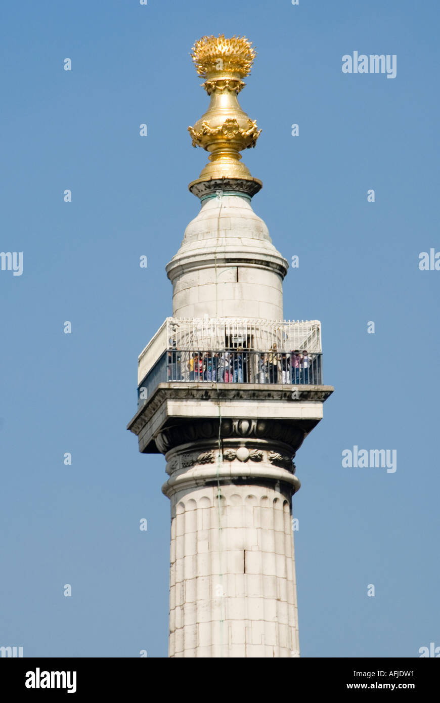 Viewing platform top of Monument memorial to the Great Fire of London ...