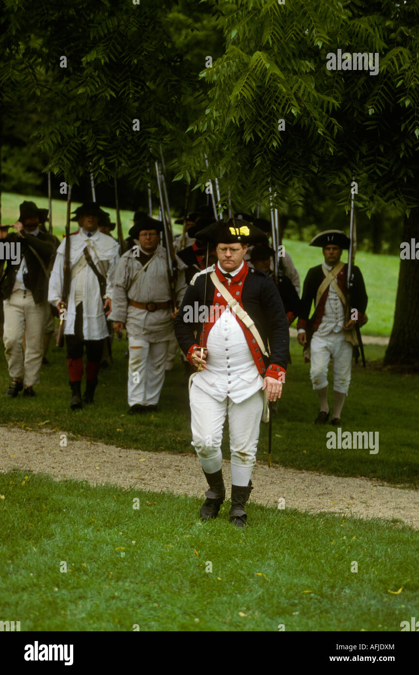 American revolutionary war reenactors prepare for mock combat at Edward ...