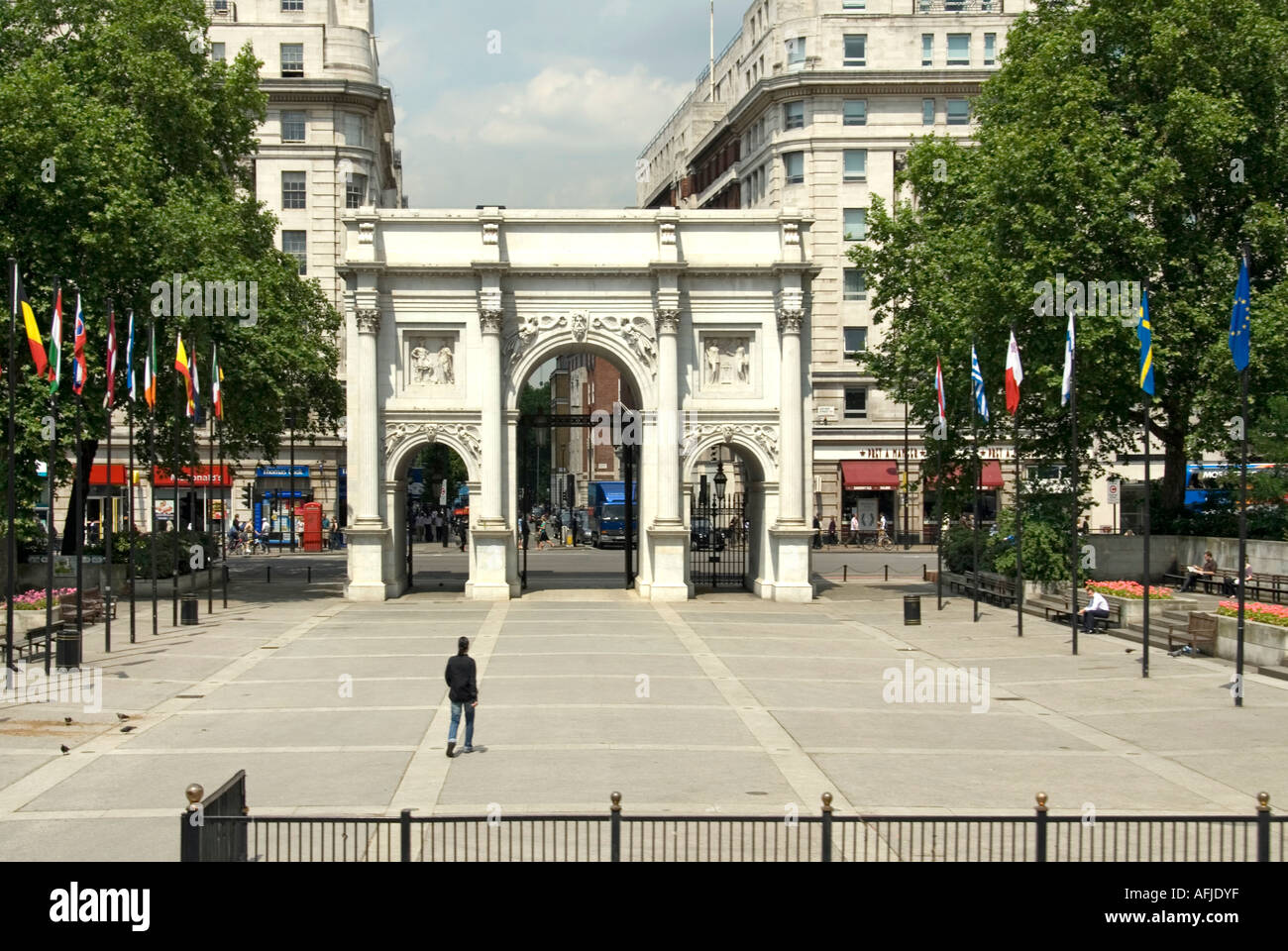 Tyburn Way the historical Marble Arch close to Oxford Street London ...