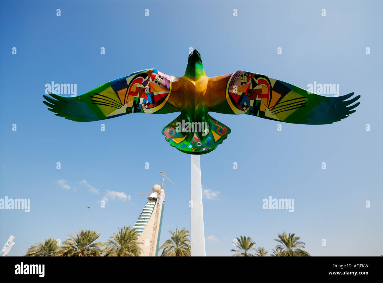 artistic sculpture of eagle on Sheikh Zayed Road, Dubai City, United ...