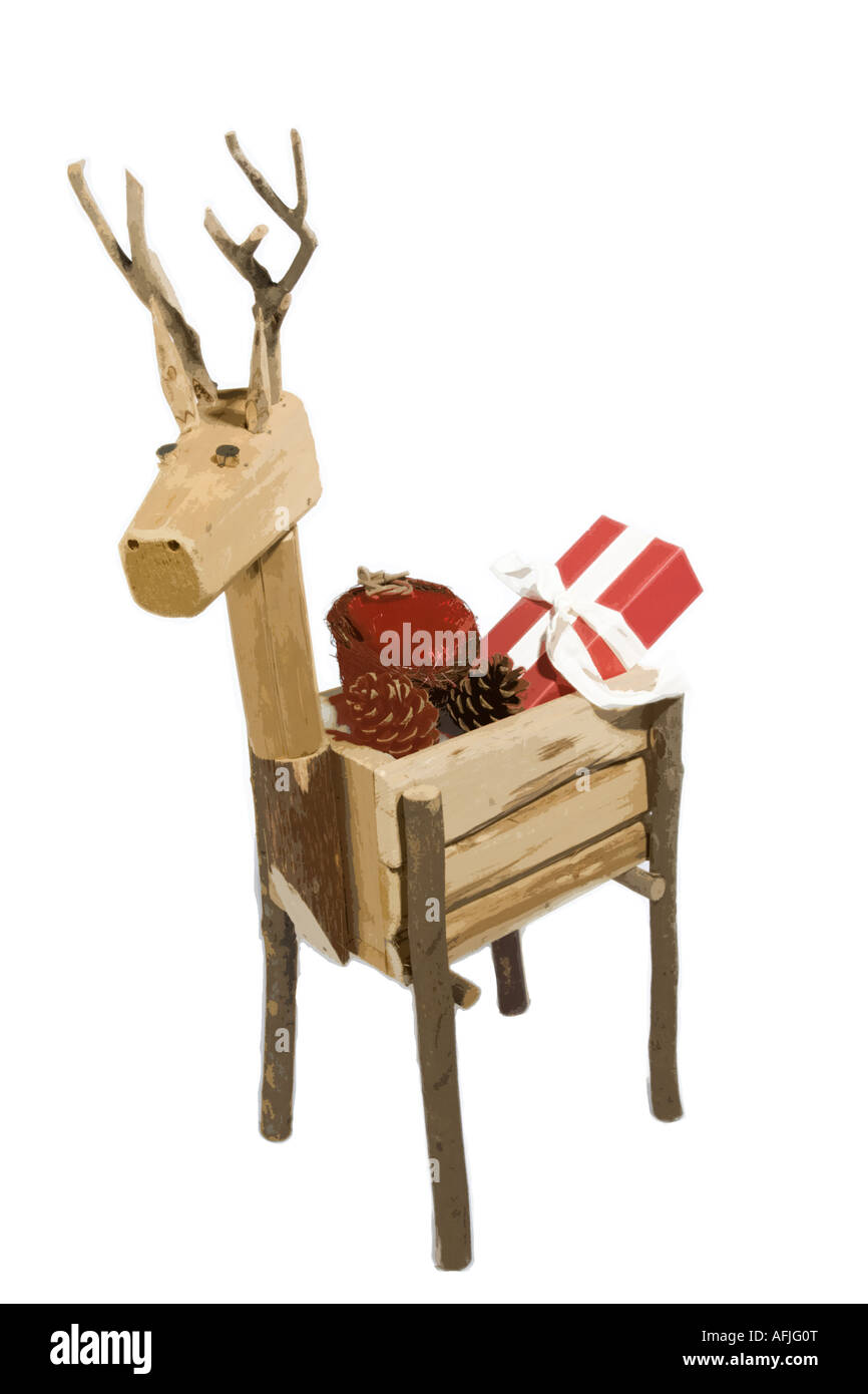 Wooden Reindeer Cut Out Stock Photo - Alamy