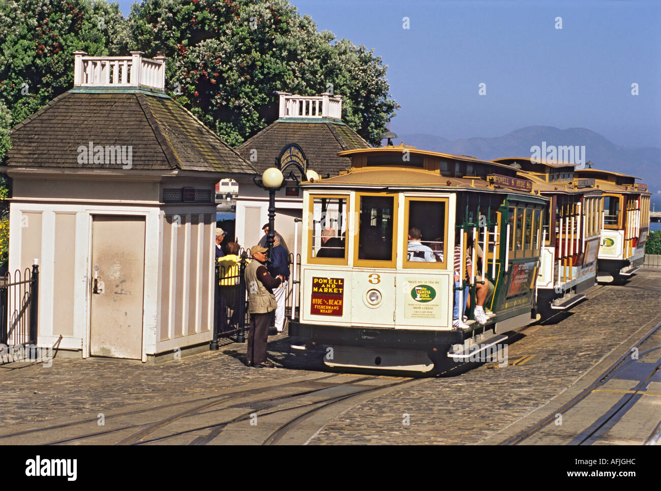 "Cable Cars at "Hyde St." turnaround near "Fisherman's Wharf", San ...