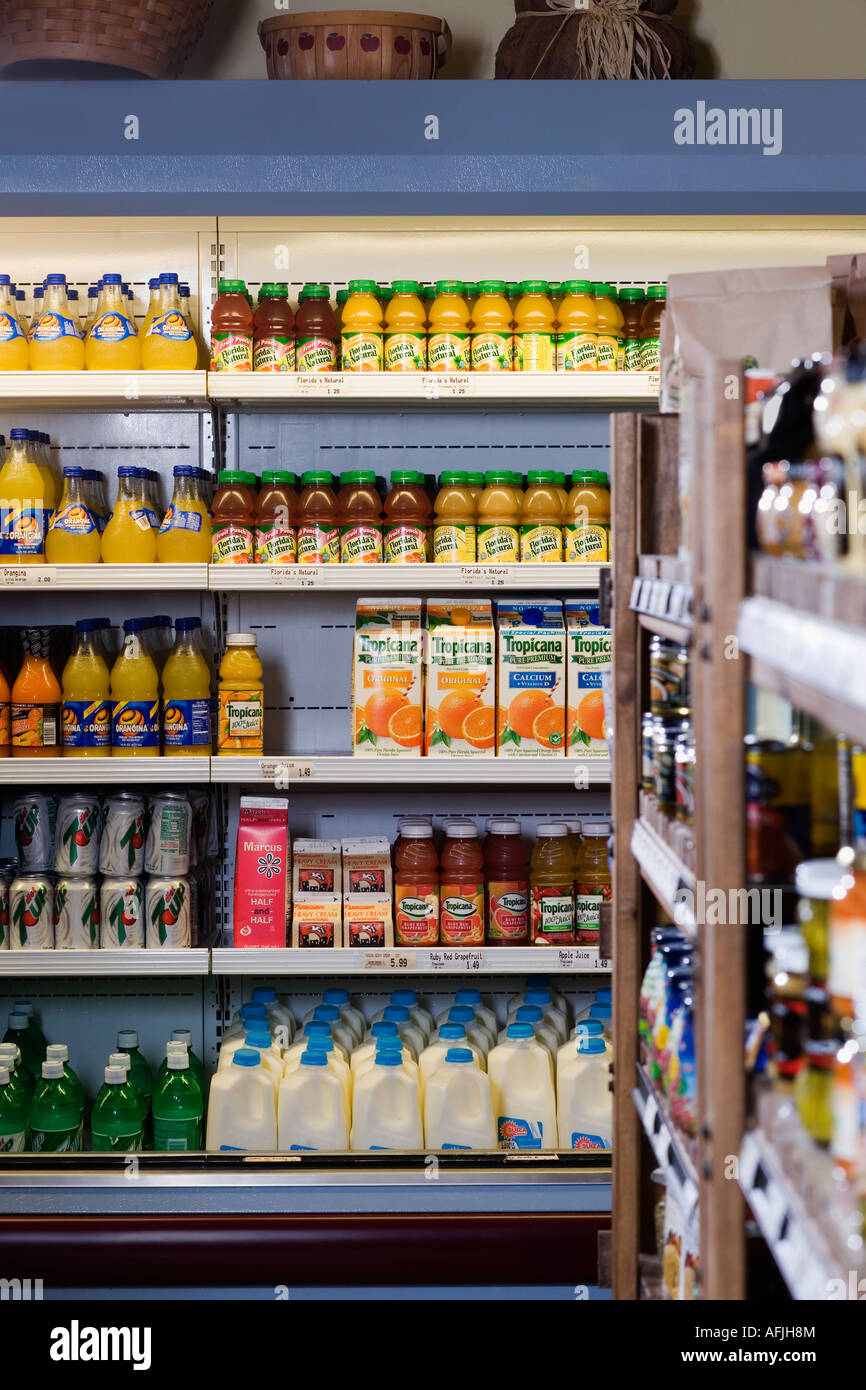 Beverage section of grocery store Stock Photo - Alamy