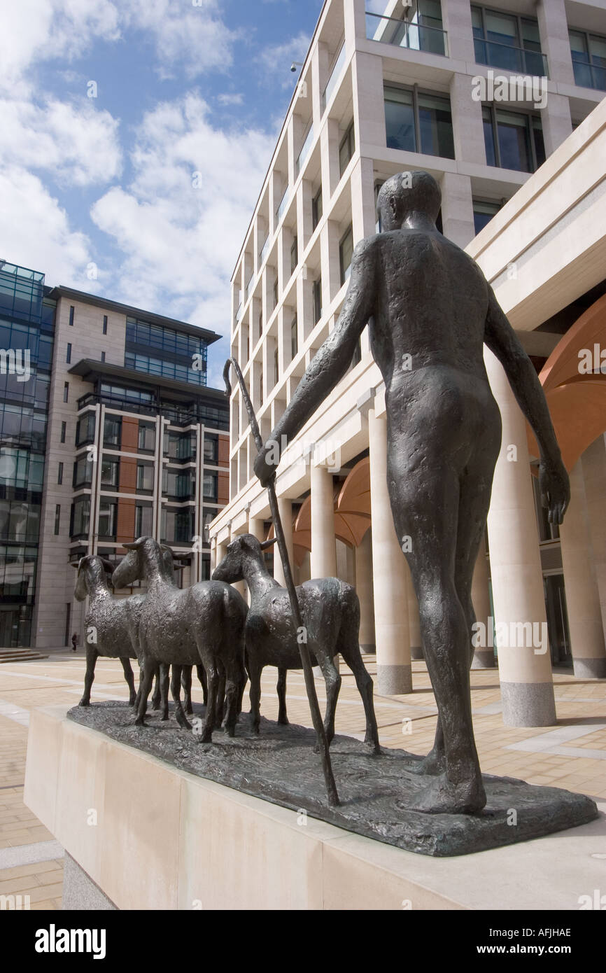 Shepherd and sheep bronze statue by Dame Elisabeth Frink in Paternoster ...