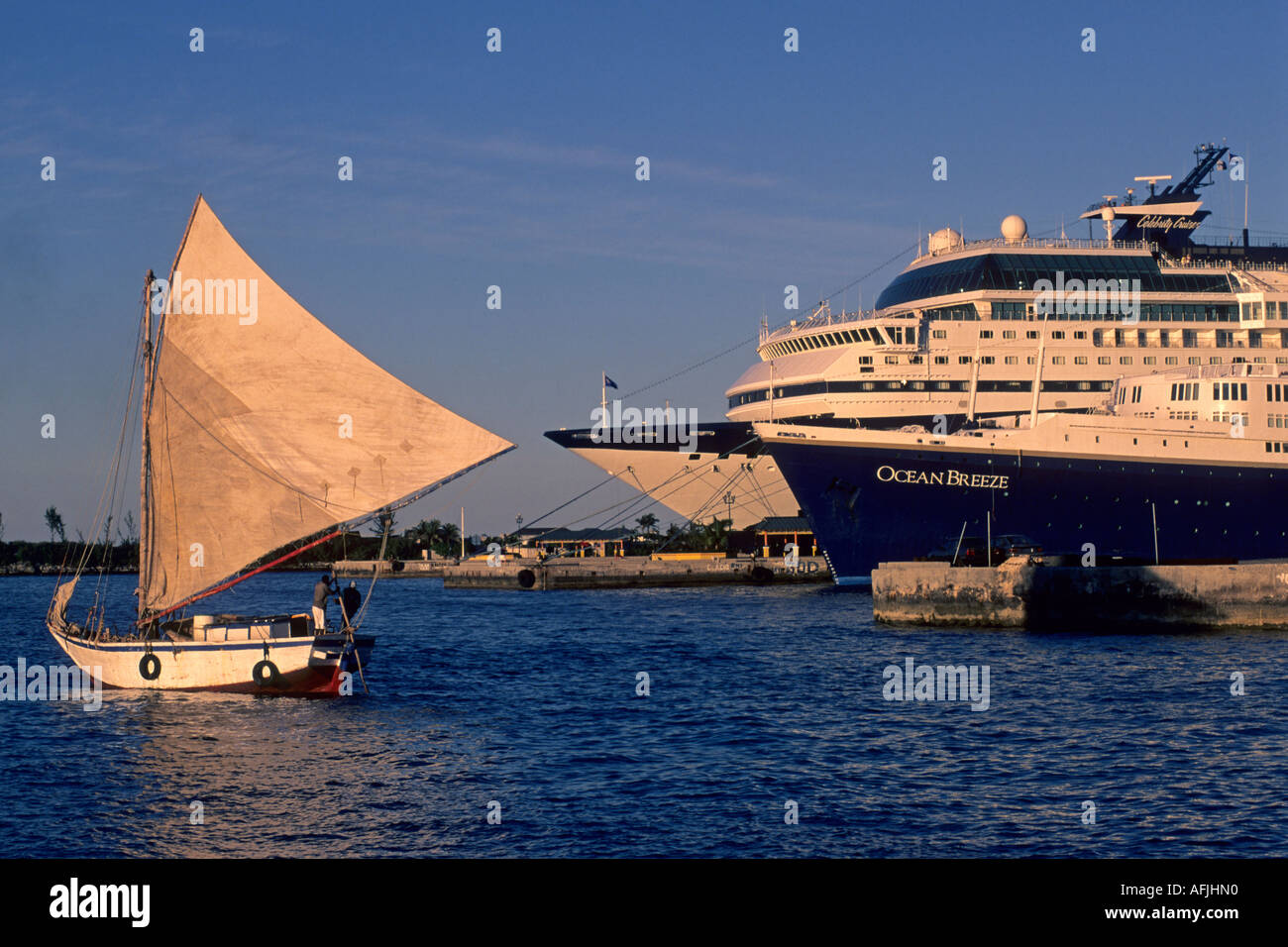 Dhow and cruiseships Prince George Wharf Nassau Bahamas Stock Photo - Alamy