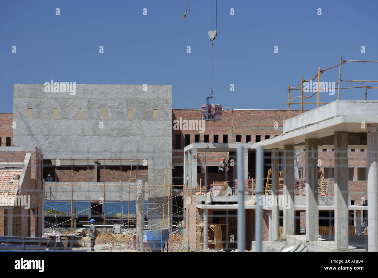 construction site of brick and concrete buildings Stock Photo - Alamy