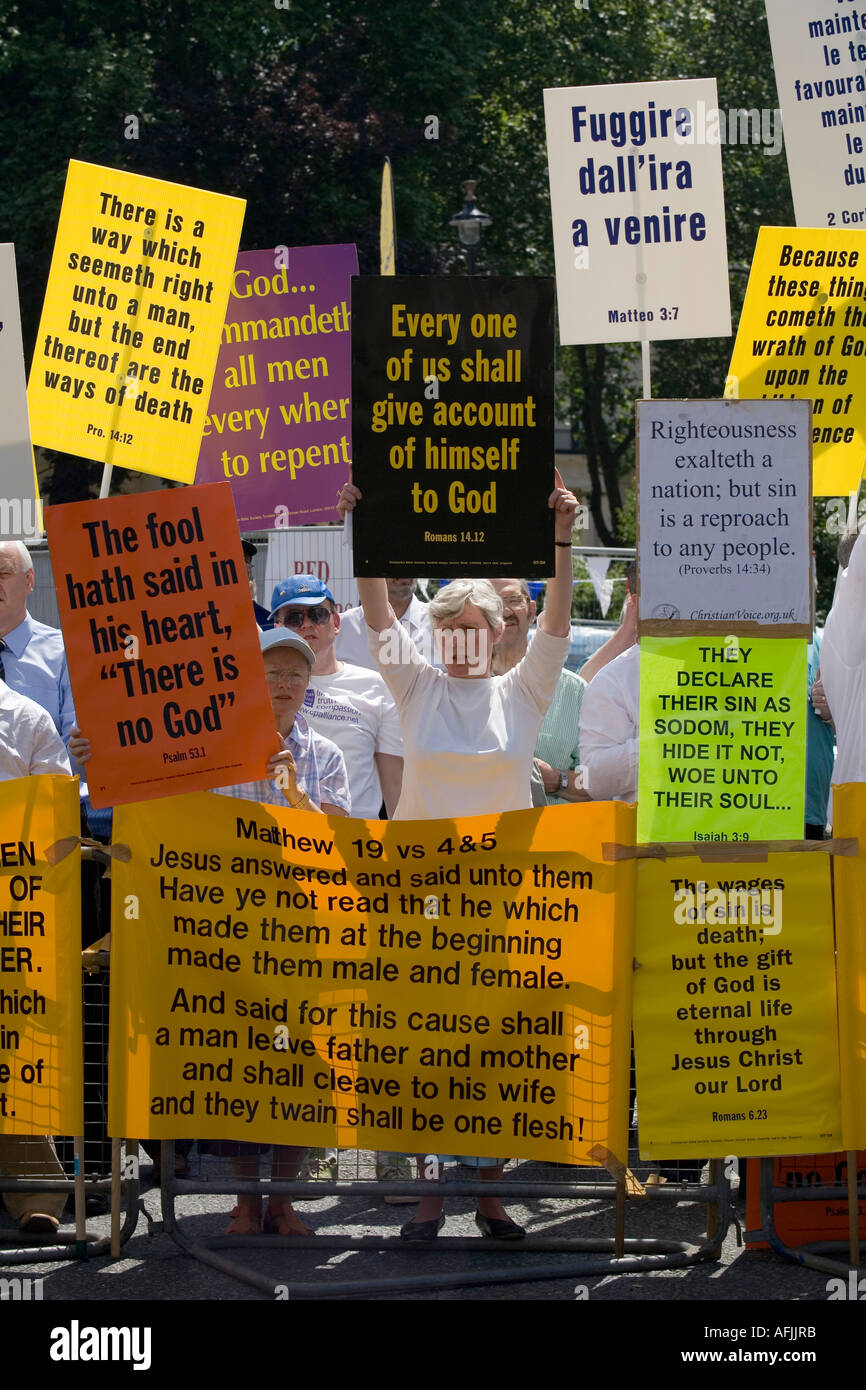 Group of Christian groups protesting against gay pride London Stock ...