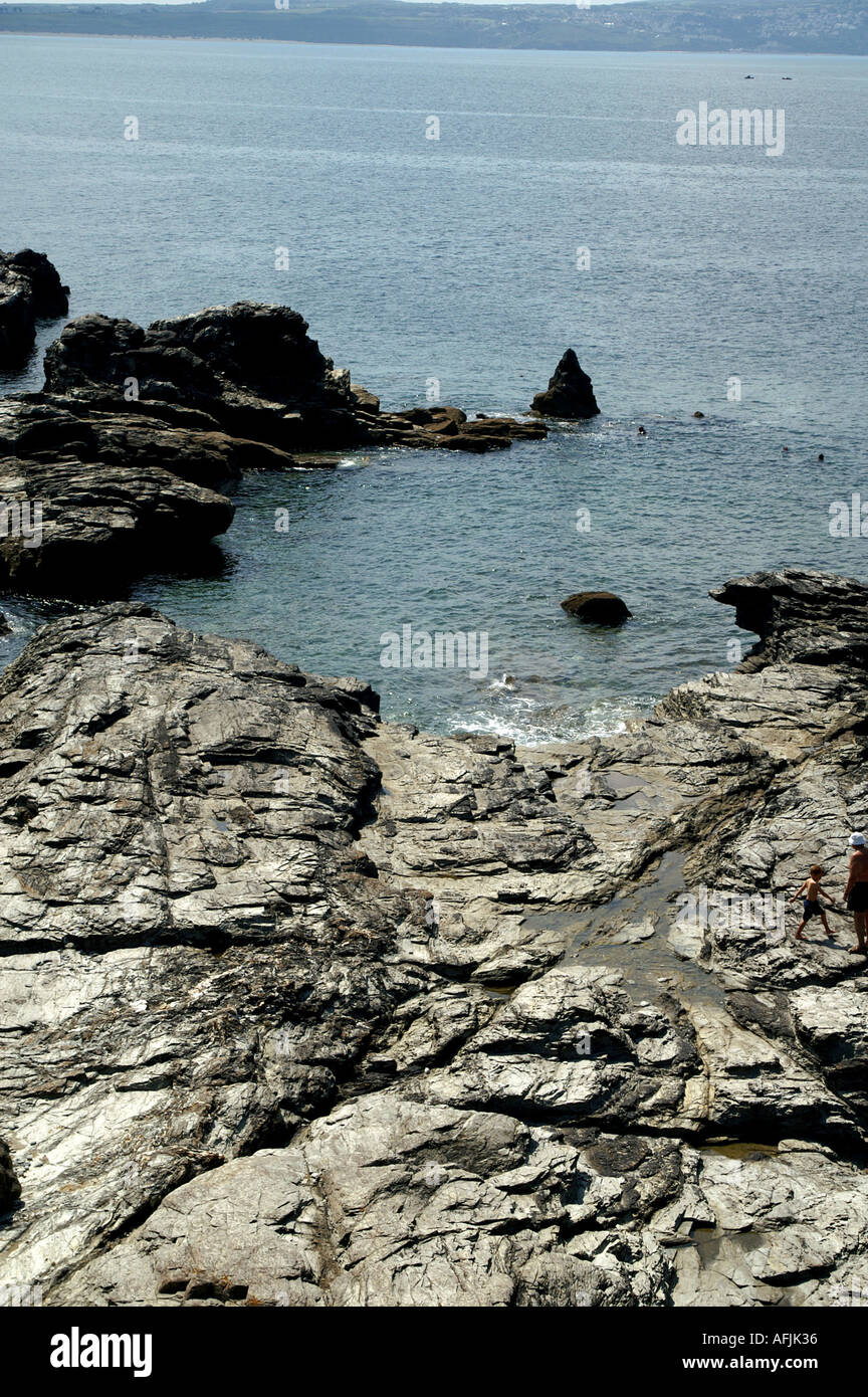 Rock pool used for swimming Godrevy point Cornwall Stock Photo - Alamy