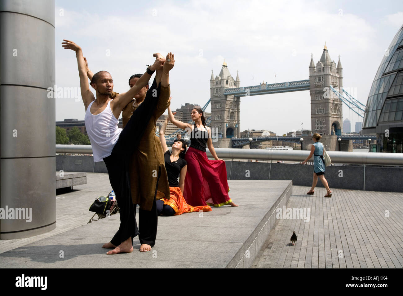 Artists dancing Tower bridge London UK Stock Photo - Alamy