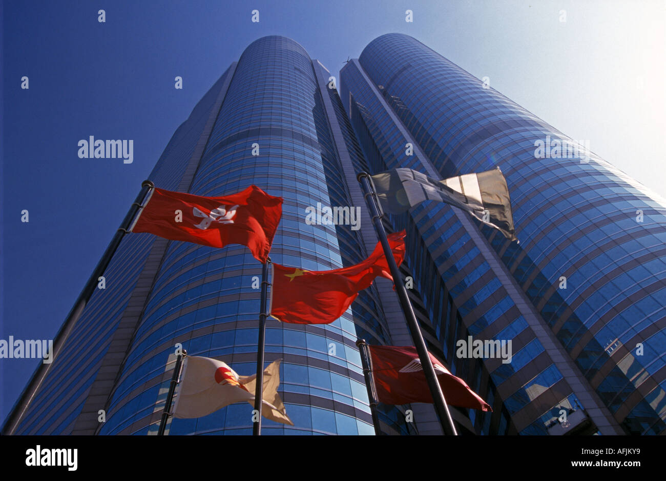 Flags at Exchange Place Central Hong Kong Stock Photo - Alamy