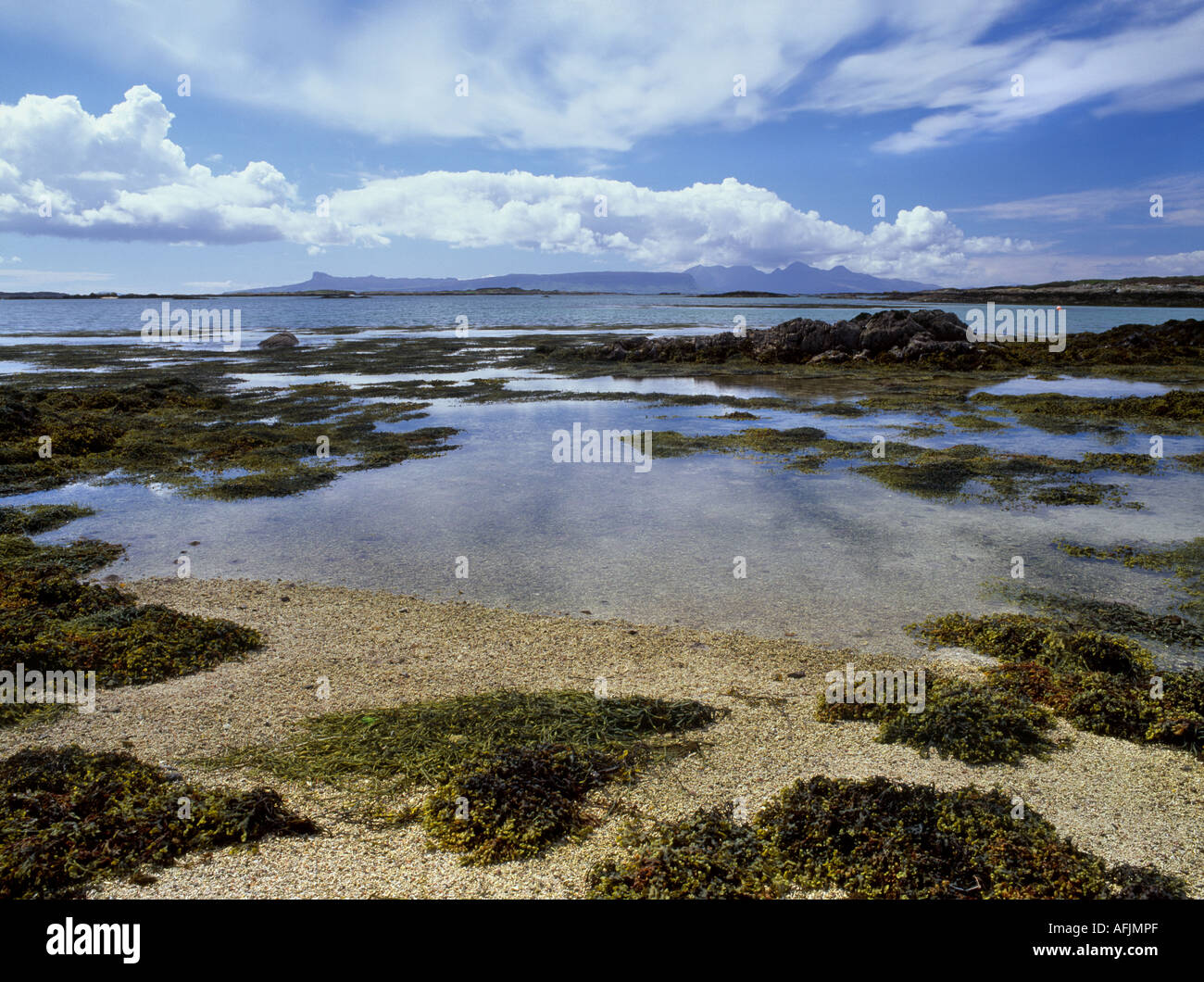 Views of Eigg and Rhum from Arisaig on the western coast of Scotland ...