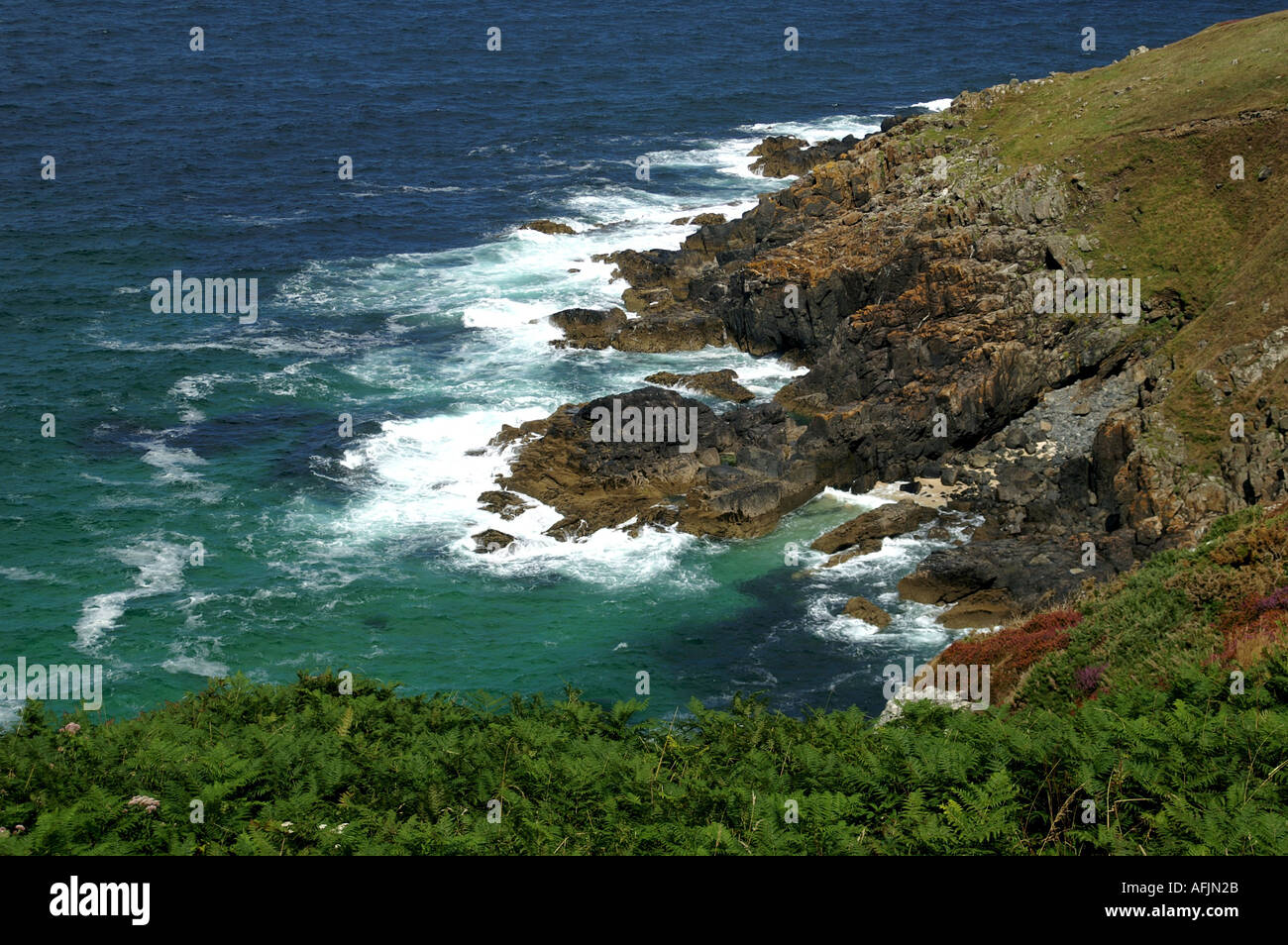 Coastline between Carn Naun and Clodgy points Penwith Cornwall Stock ...