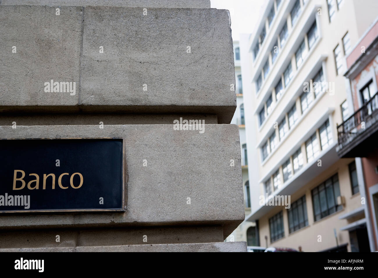 Bank sign, Spanish Stock Photo - Alamy