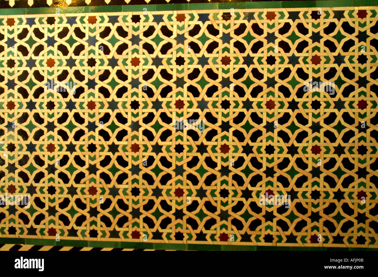 Moorish patterns on tiles in Alcazar former moorish fortress in Stock ...