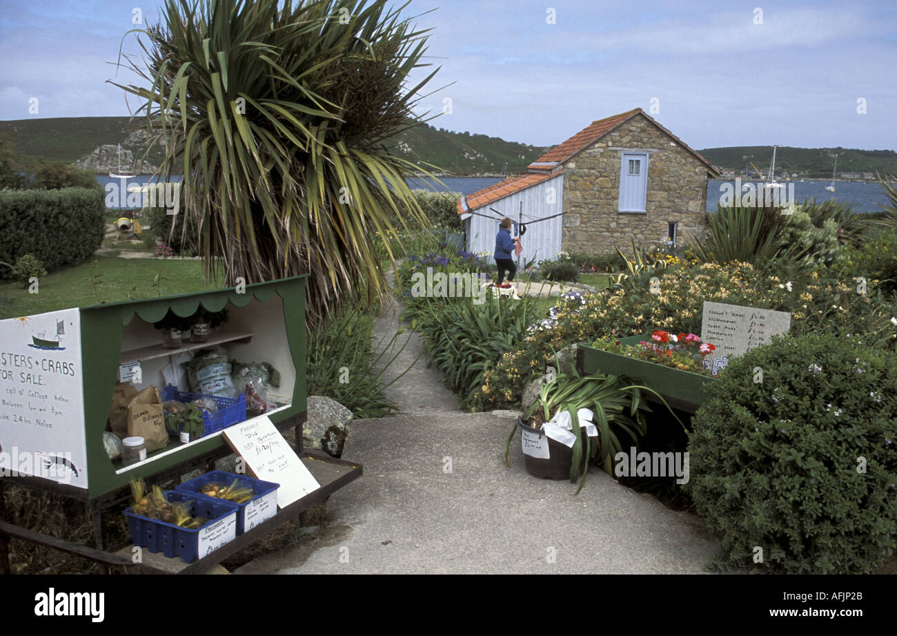 Honesty shop stall outside house in St Martin s Island Isles of Scilly ...