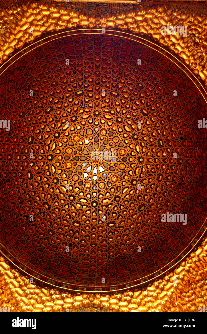 Amazing ornate wooden ceiling in Alcazar former moorish fortress in ...