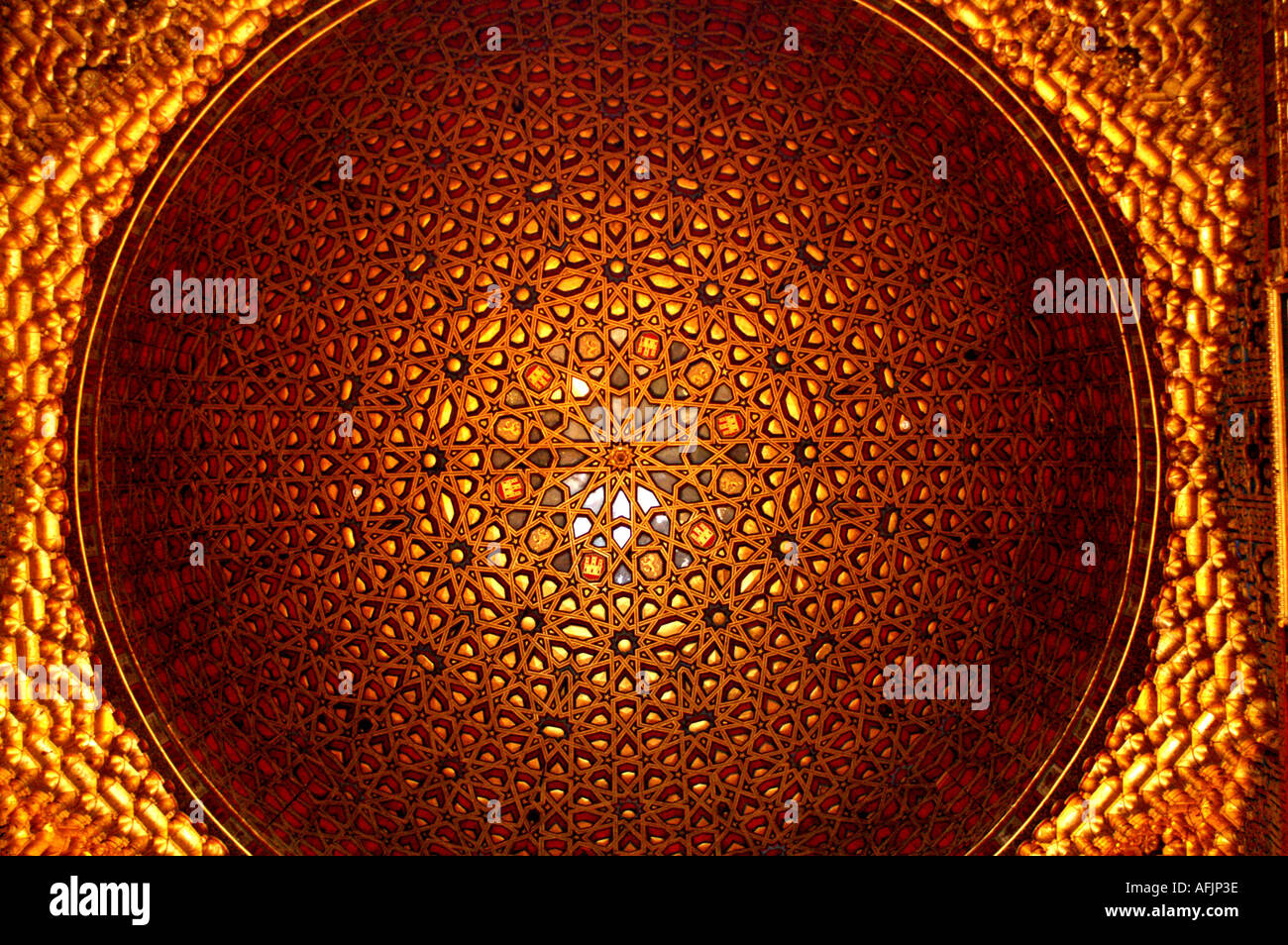 Amazing ornate wooden ceiling in Alcazar former moorish fortress in ...