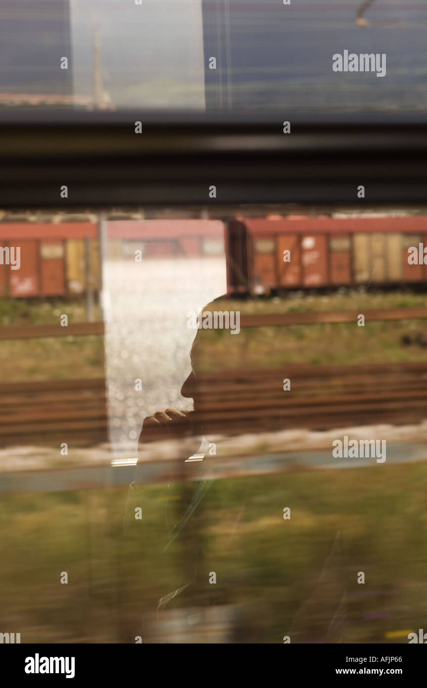 profile of a man wearing eyeglasses in a thinking posture profiled ...