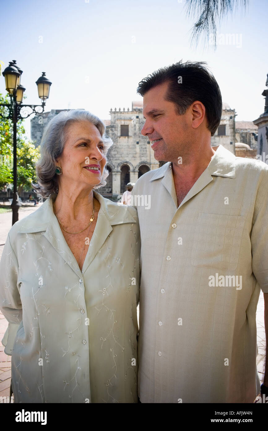 Close-up of a senior woman and her son Stock Photo - Alamy