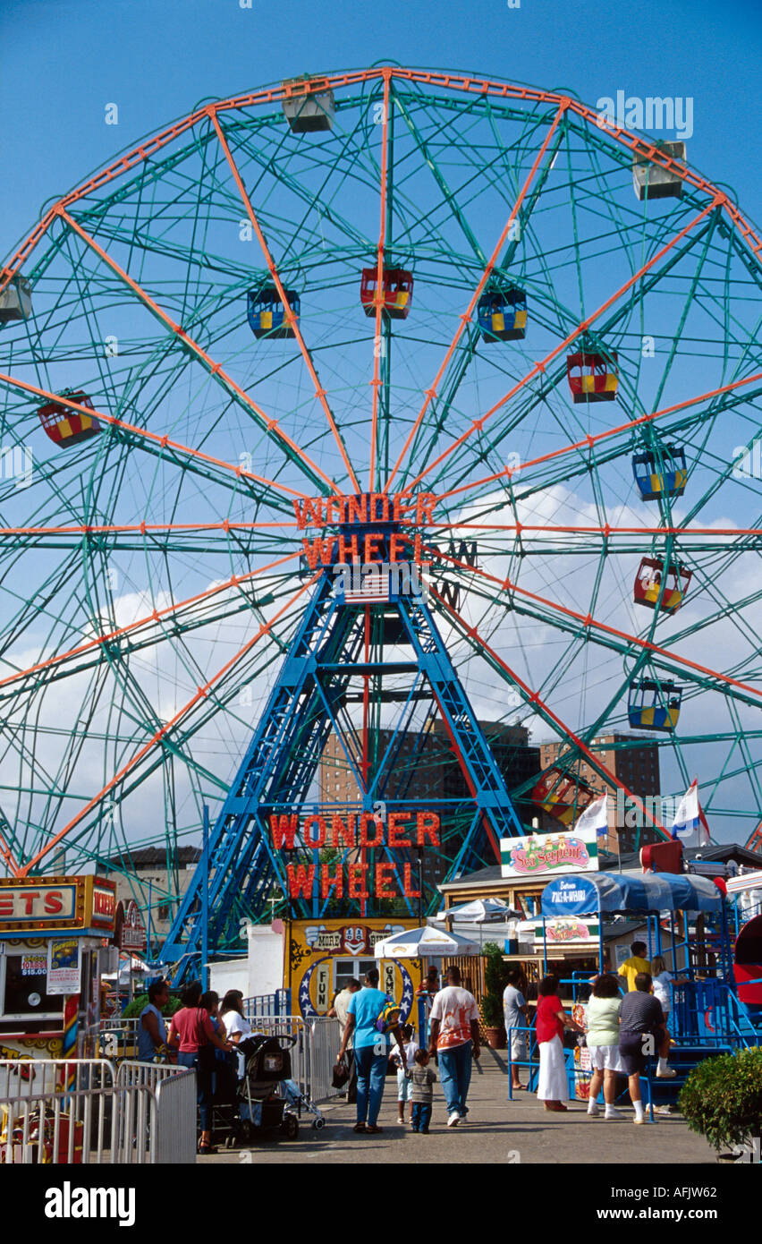 New York City,Brooklyn Borough,Coney Island,amusements boardwalk Ferris ...
