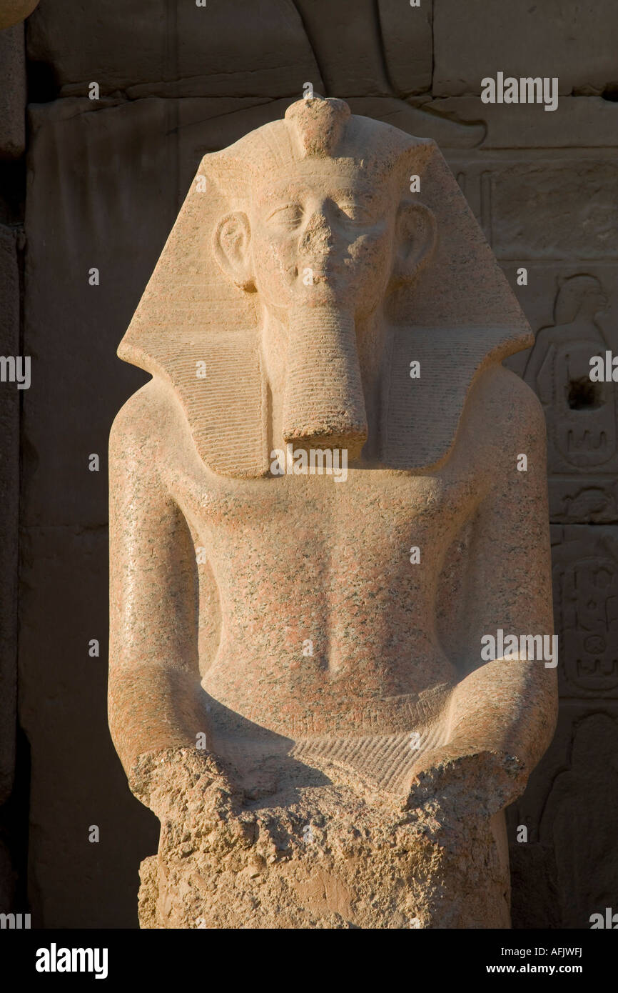 Statue in the Cachette Court at Karnek Temple, Luxor, Egypt Stock Photo ...