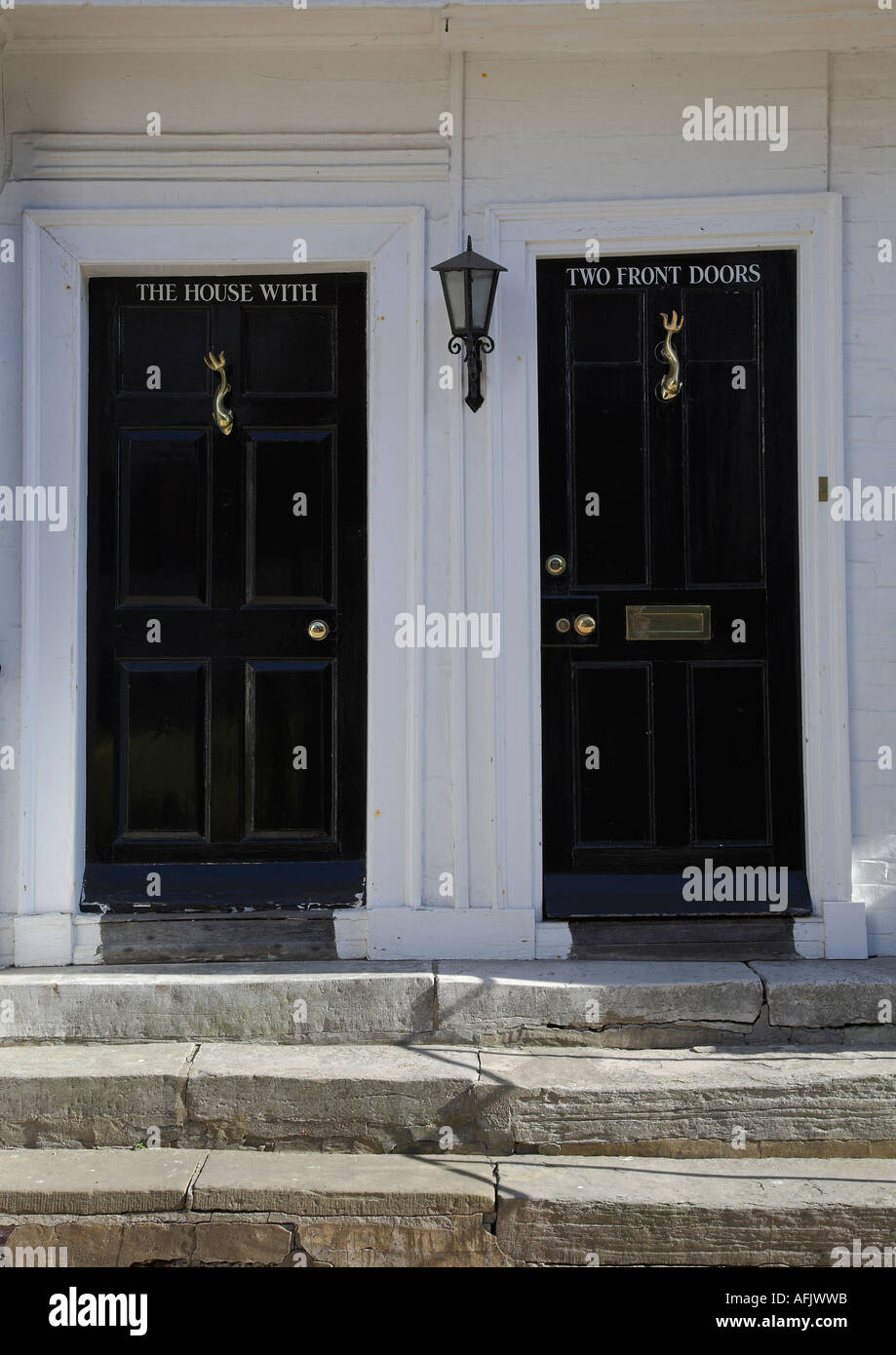 Closeup of the house with two front doors side by side in Rye East ...