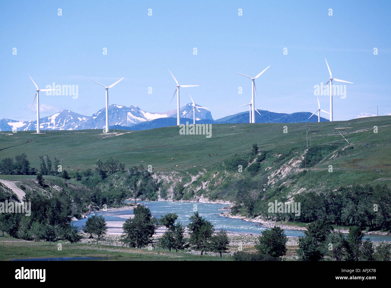 Wind Turbines generate Electricity at Wind Farm near Pincher Creek in ...