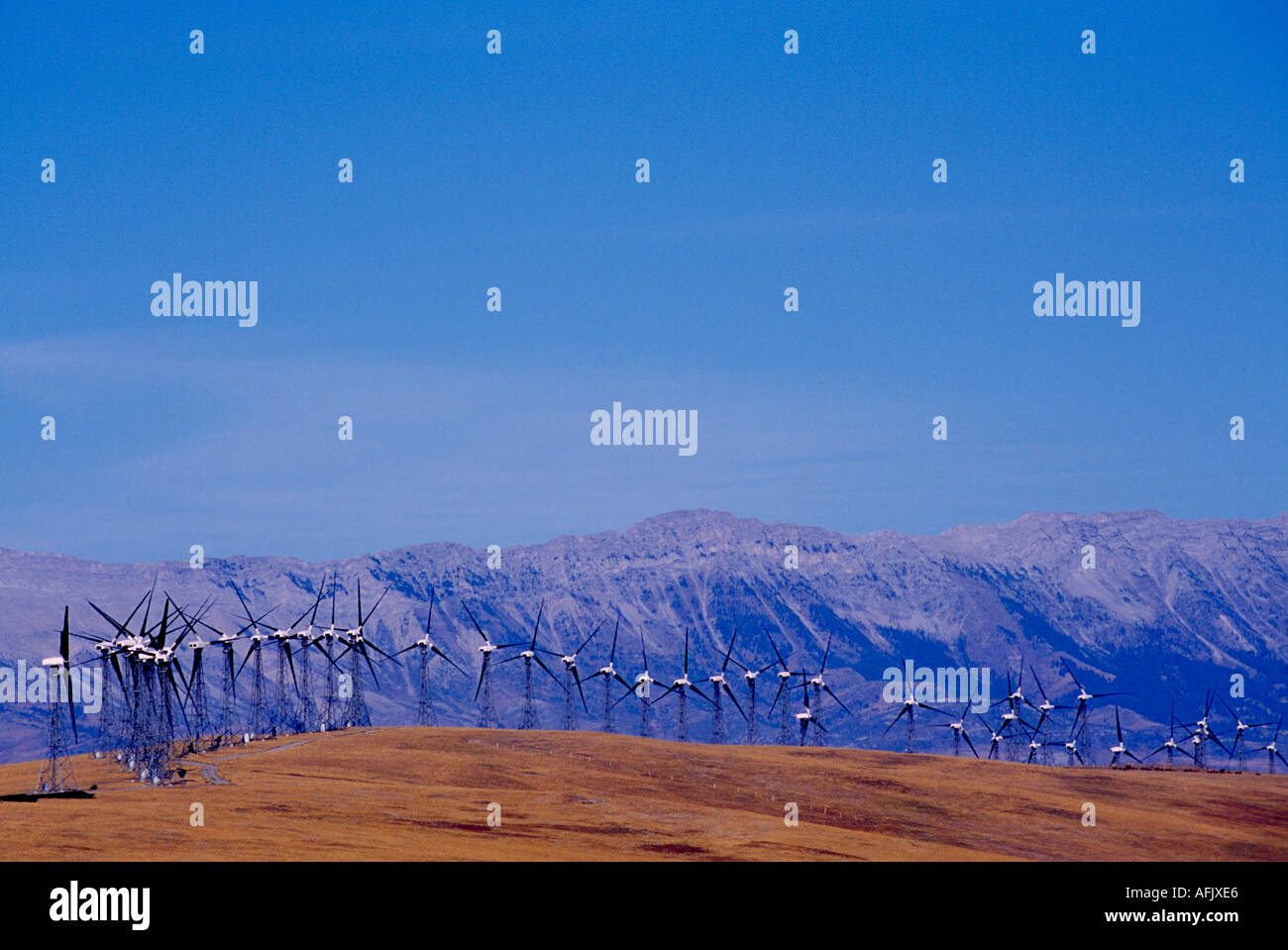 Wind Turbines generate Electricity at Wind Farm near Pincher Creek in ...